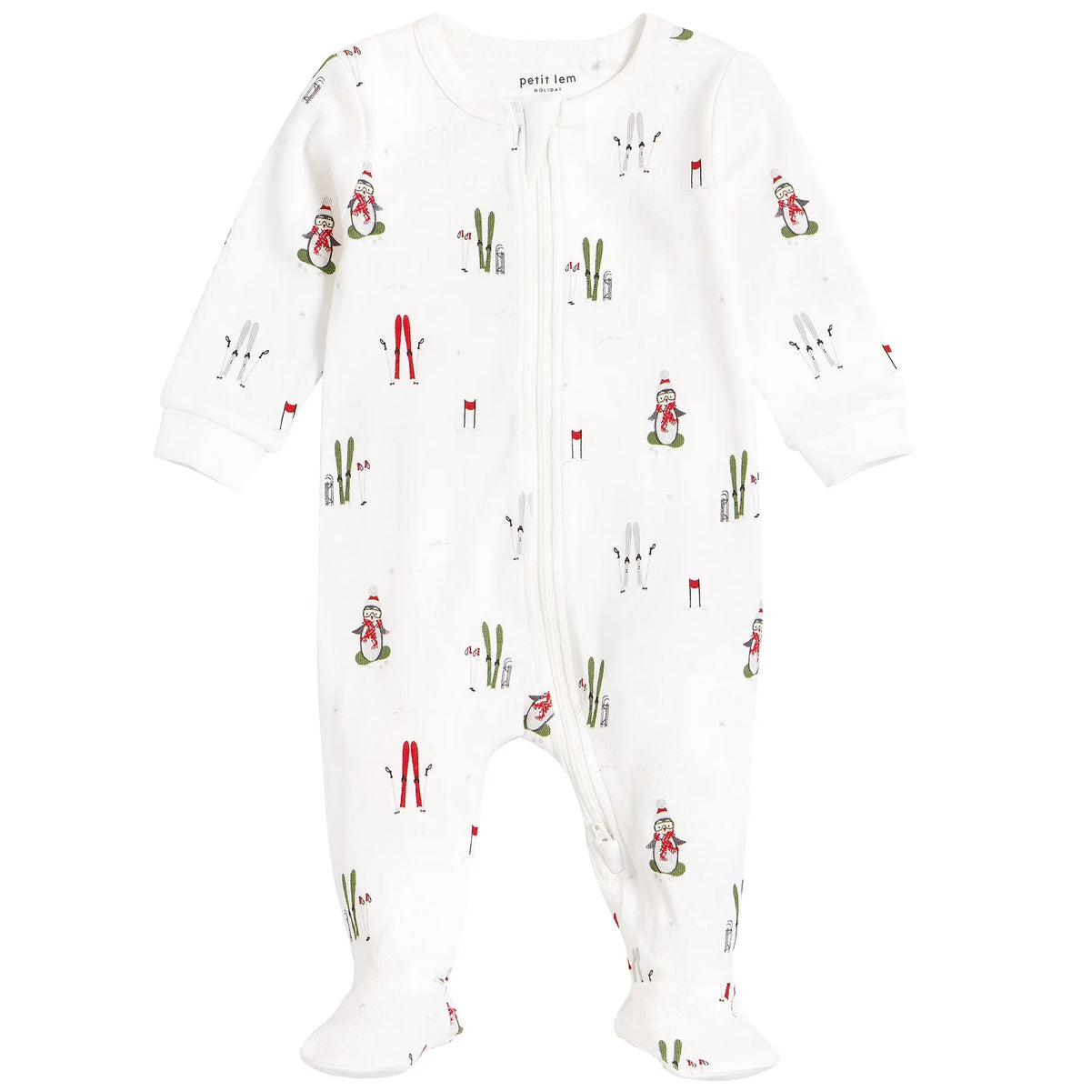 Alpine Penguins Print on Off-White Sleeper | Petit Lem | Jenni Kidz